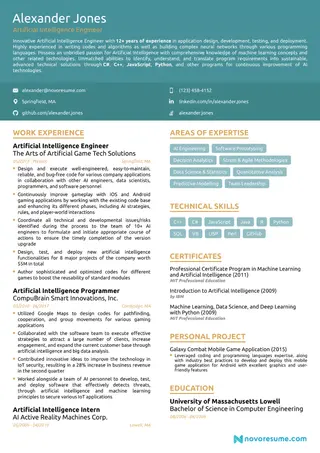 AI Engineer Resume Example + Writing Guide for 2025 | Novoresume