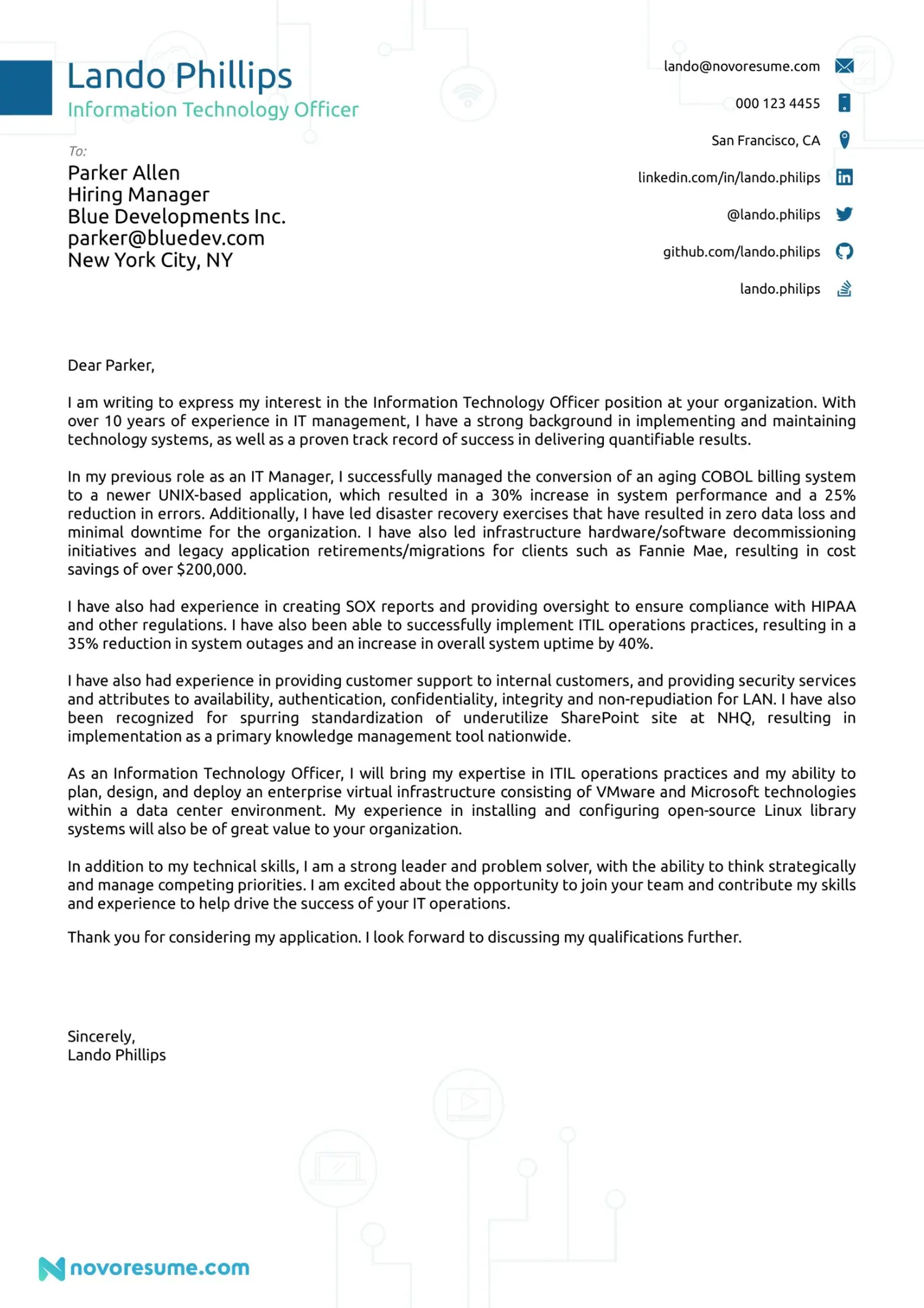 Excellent Cover Letter Example Cover Letter Examples, Templates, And