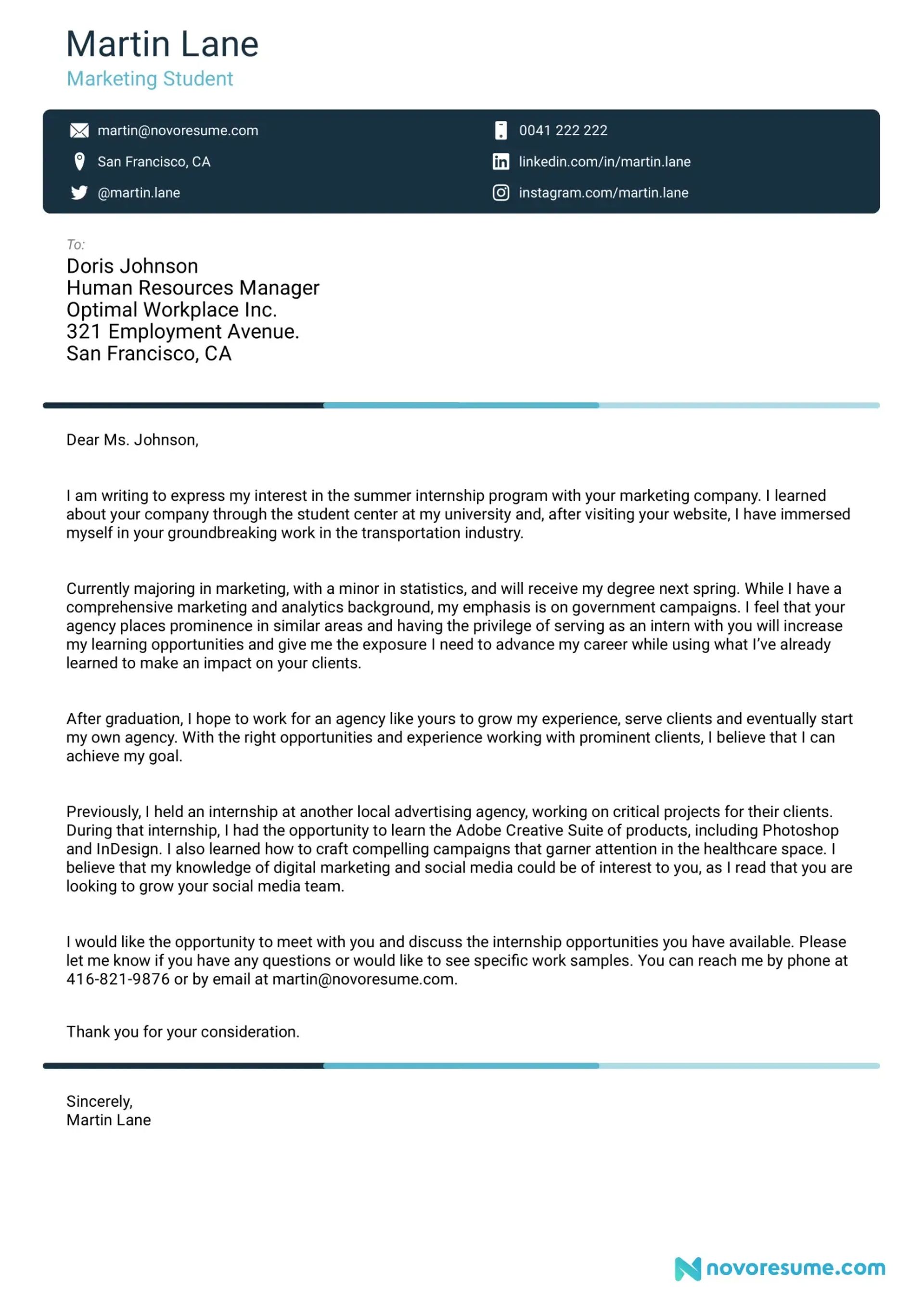Official Cover Letter