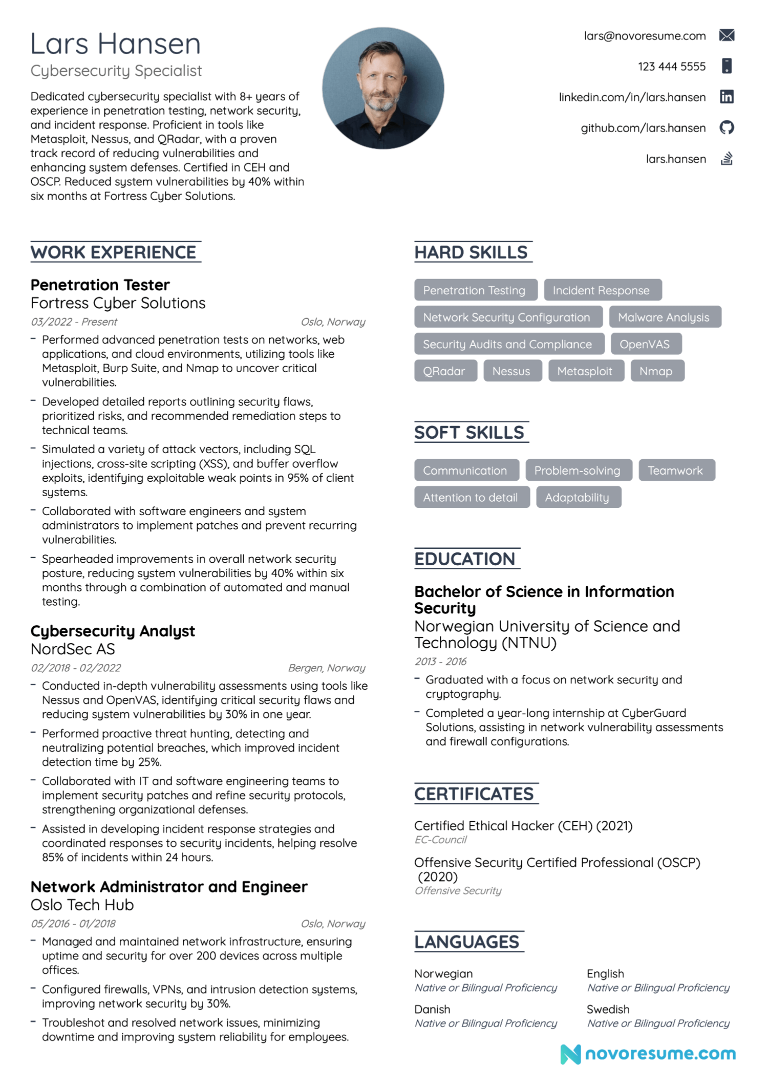 Cybersecurity Resume | Step-by-Step Guide for 2025 | Novoresume