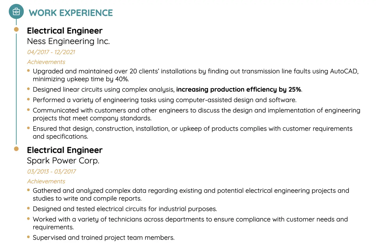 Electrical Engineer Resume Example (Guide & Tips for 2026) | Novoresume
