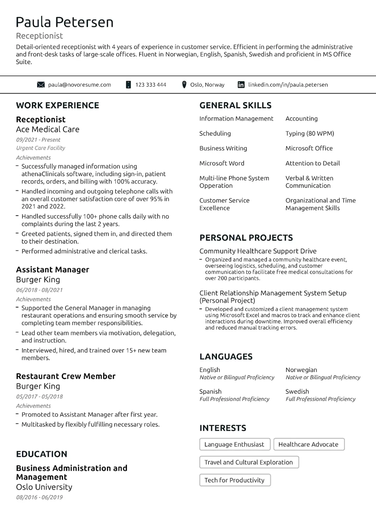 CV Examples & Guides for All Jobs [75+ Examples for 2025] | Novoresume