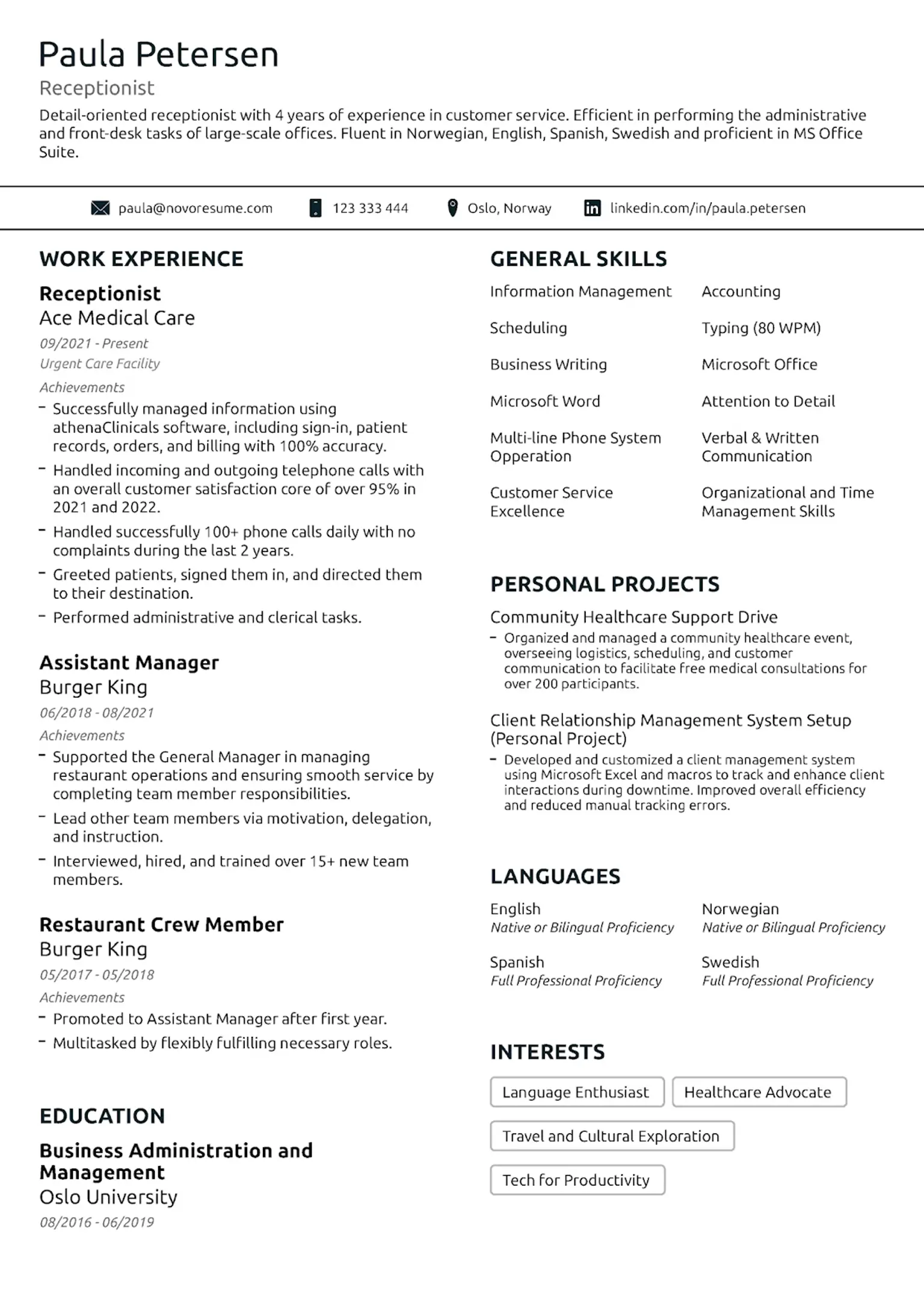 CV Examples & Guides for All Jobs [75+ Examples for 2025] | Novoresume