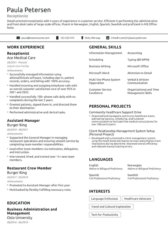 CV Examples & Guides for All Jobs [75+ Examples for 2025] | Novoresume