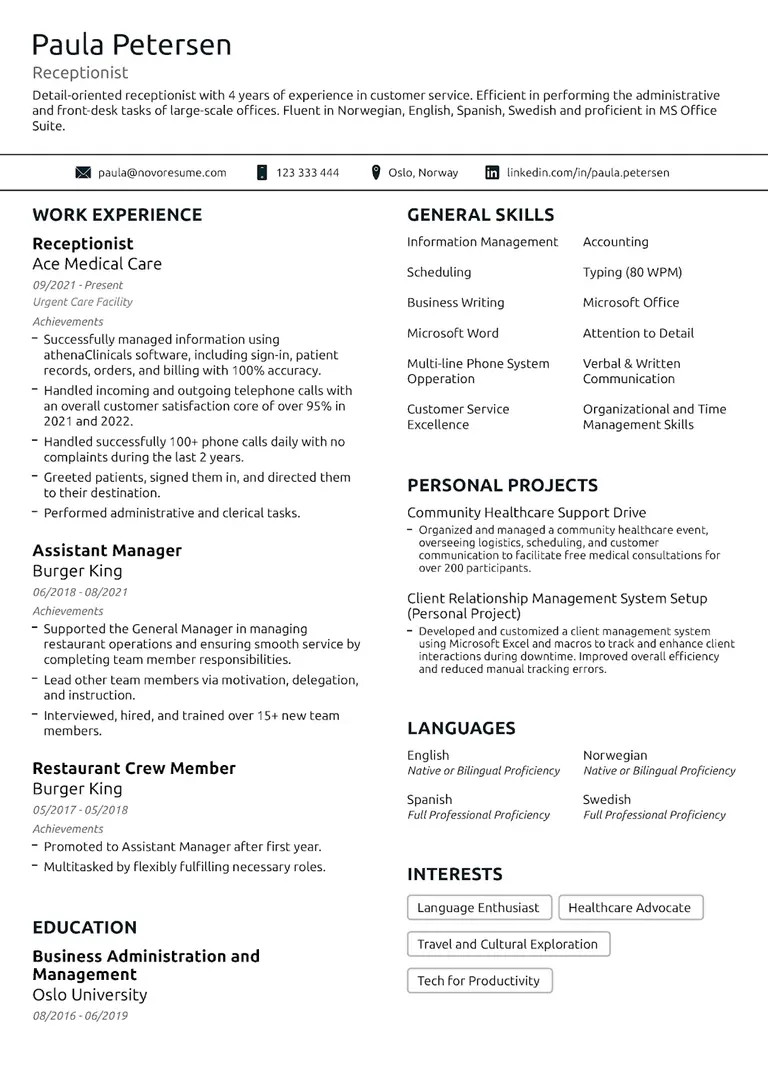 CV Examples & Guides for All Jobs [75+ Examples for 2025] | Novoresume