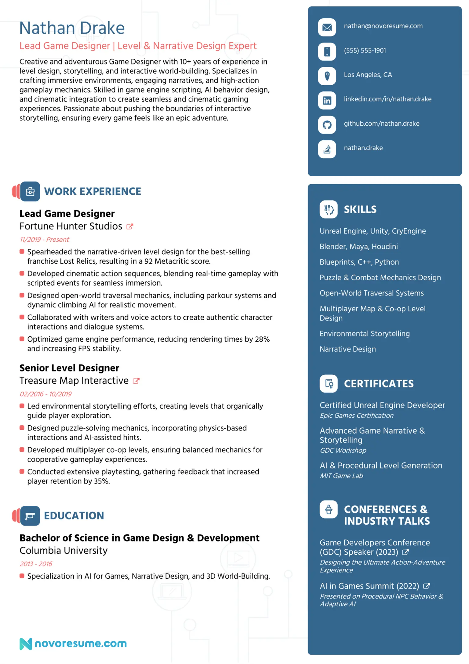 Game Designer Resume Example [Tips & Templates for 2026]
