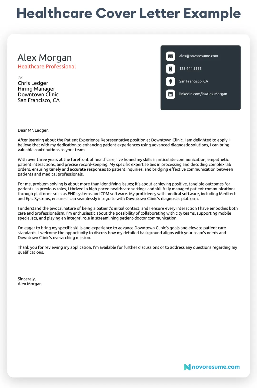 Healthcare Cover Letter Example (w/ Templates & Tips)