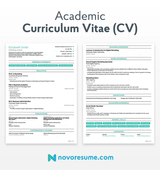 Academic CV Example for 2025 [Full Guide, Free Template + Tips ...