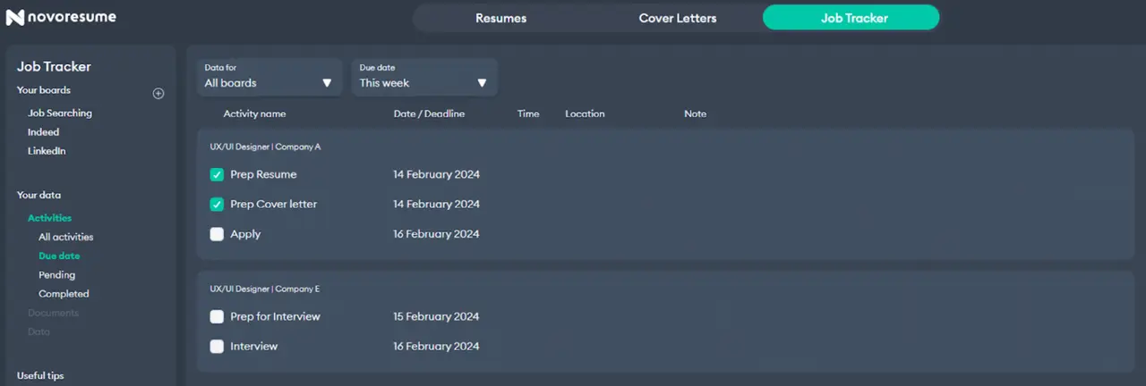 How to Organize Your Job Search | Job Tracker by Novorésumé | Novoresume