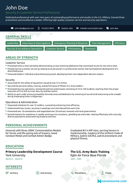 Military to Civilian Resume Example for Veterans [Updated 2025 ...