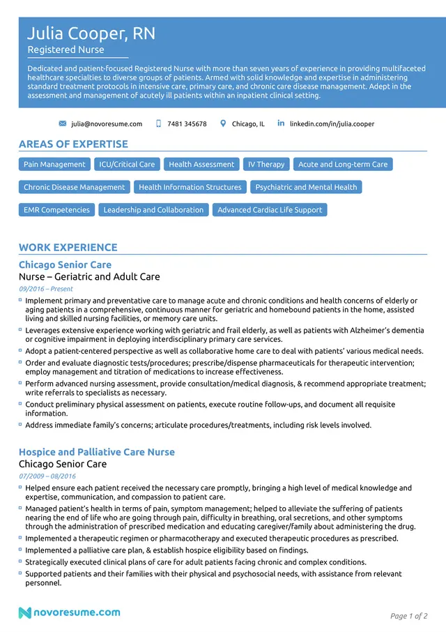 Nurse Resume Example & How-to Guide for 2026 | Novoresume