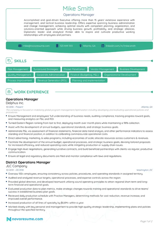 Operations Manager Resume Examples & Guide for 2026