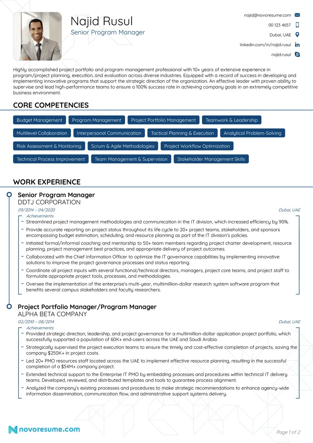Program Manager Resume - Samples & Guide for 2025 | Novoresume