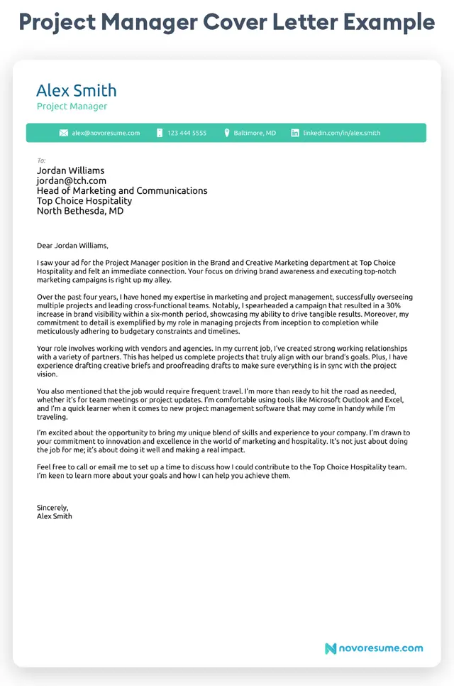 Project Manager Cover Letter Example (W/ Guide!)
