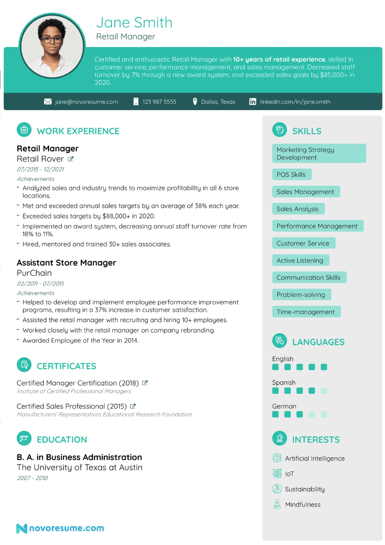 Retail Manager Resume Example 2026 (& Tips to Ace Yours!)