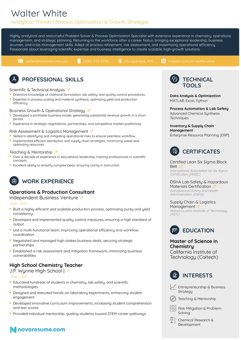 8 Steps to Write the Perfect Return to Workforce Resume | Novoresume