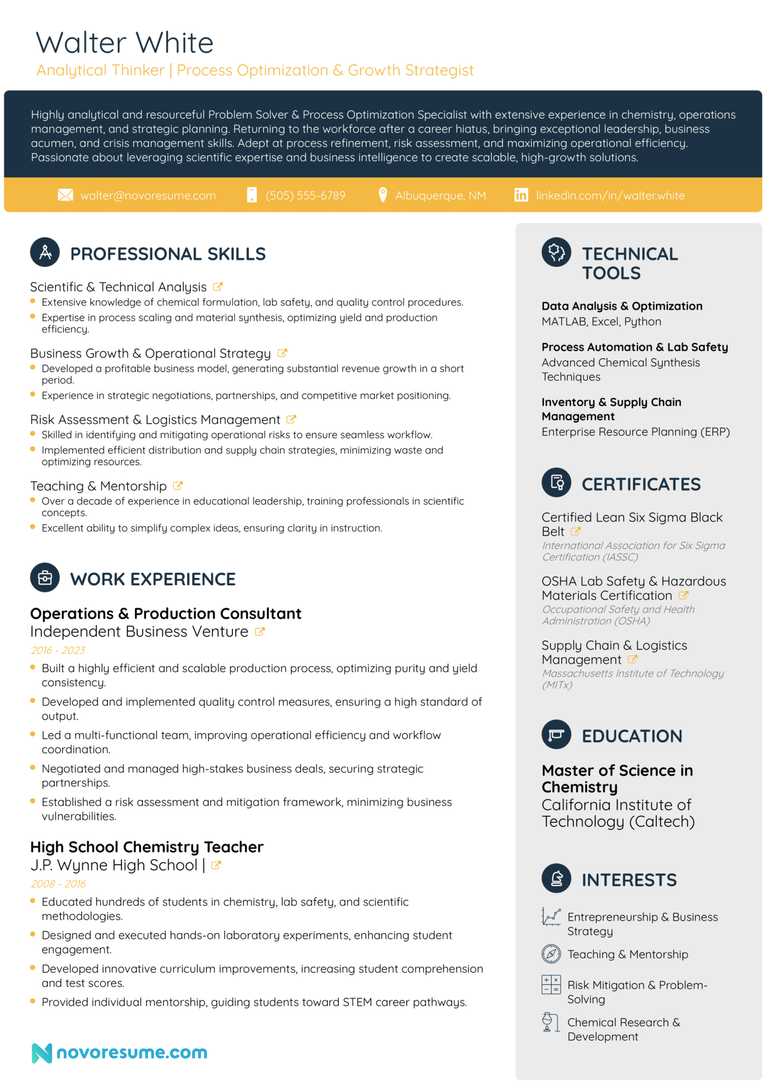 8 Steps to Write the Perfect Return to Workforce Resume | Novoresume