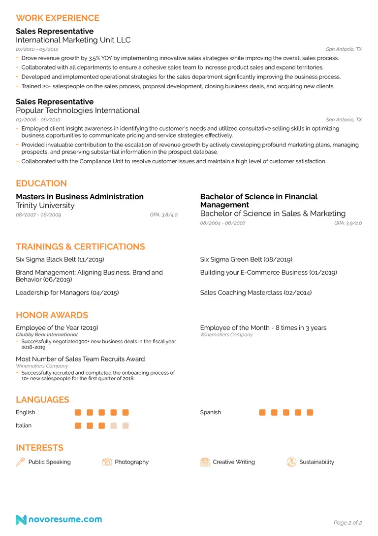 Sales Resume - Example & Writing Guide for 2026