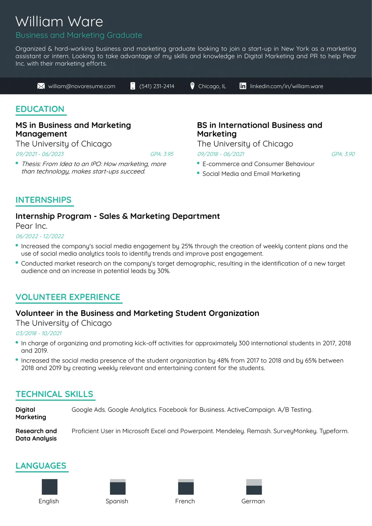 11+ Best Student Resume Templates (W/ Examples & Resources) | Novoresume