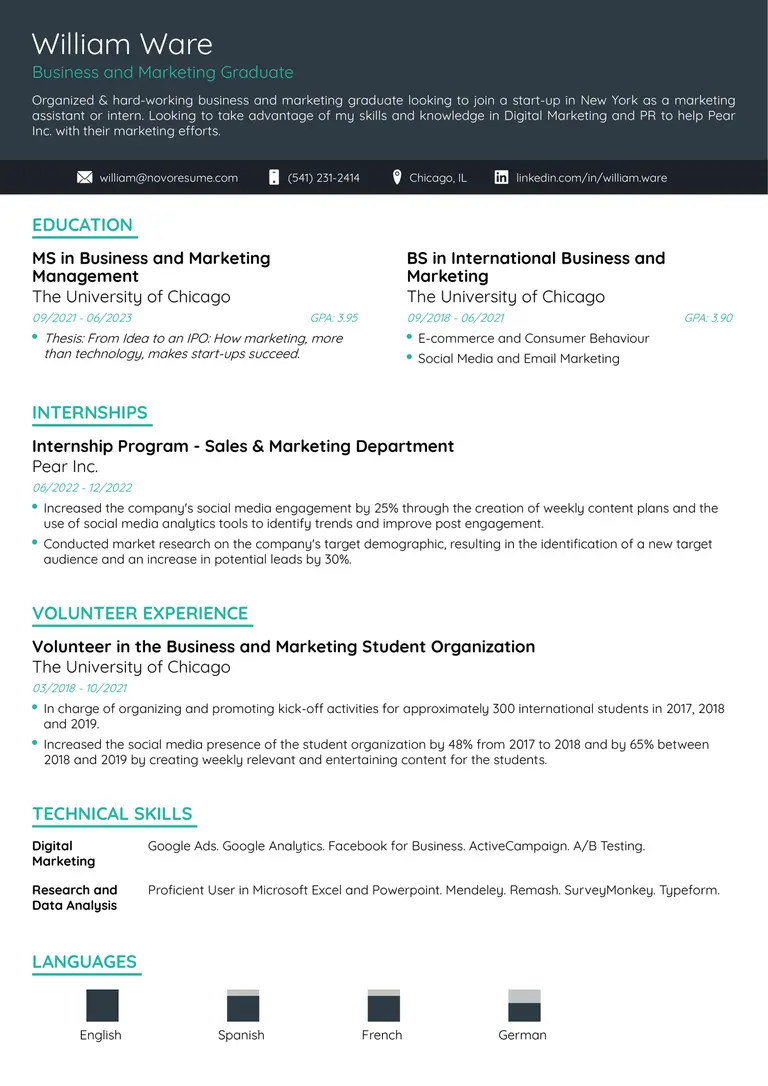 11+ Best Student Resume Templates (W/ Examples & Resources) | Novoresume