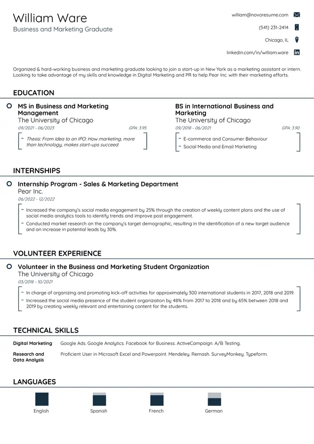 11+ Best Student Resume Templates (W/ Examples & Resources) | Novoresume