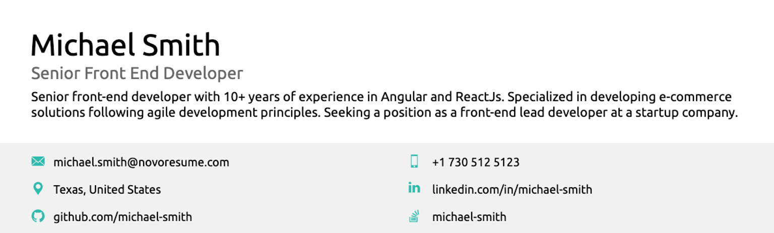 How to Create a Resume Header [5+ Examples] | Novoresume