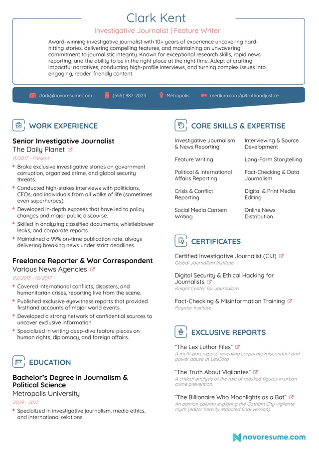 Resume Examples for 2026 & Guides for Any Job [90+ Examples] | Novoresume